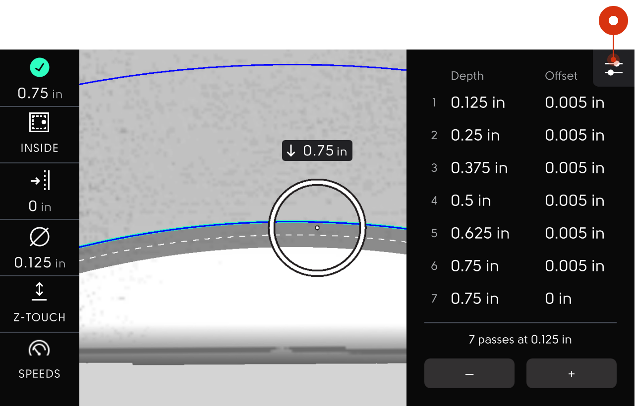 Advanced Cut Settings - Pass Depth