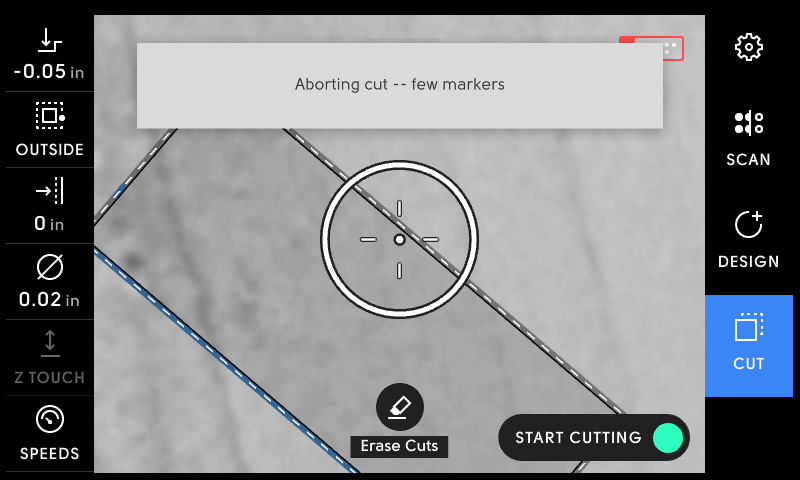 "Aborting Cut" Error Message