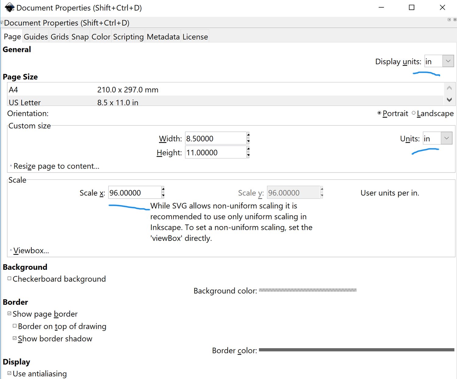 Inkscape SVG saving settings